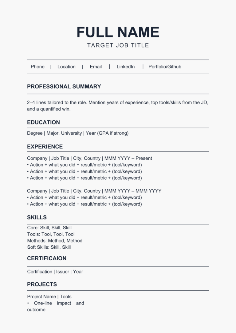 ATS Resume Format 2026: Step-by-Step Guide + Free CV